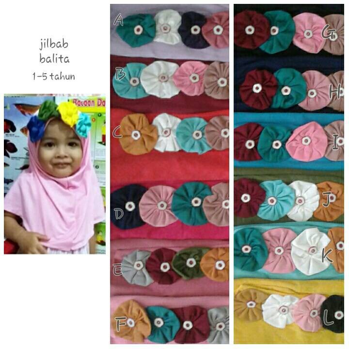 Jual Jilbab anak bunga 1-5 tahun hijab balita kerudung anak turban kids ...