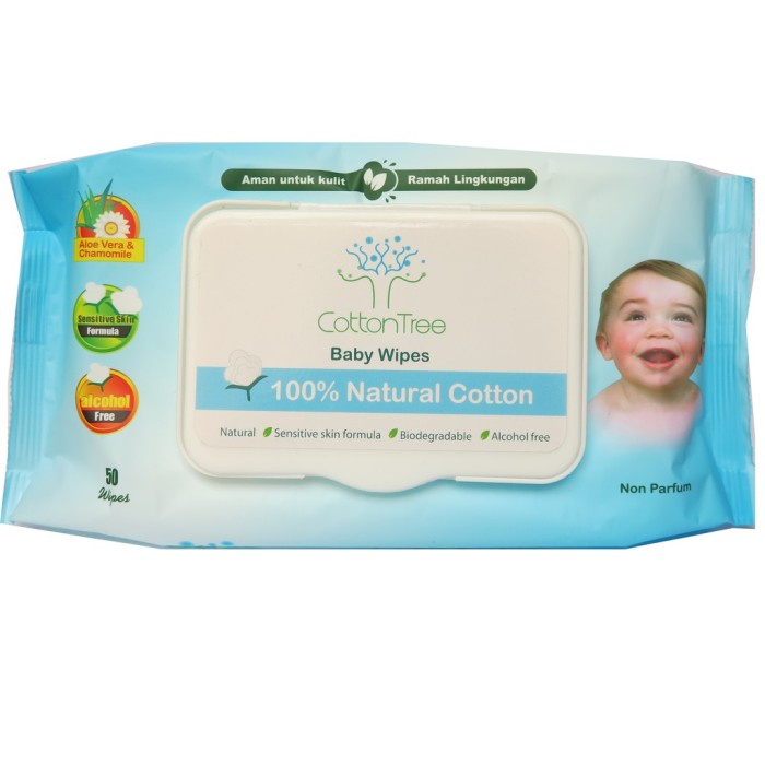 Jual Cotton Tree Baby Wipes Non Parfum 50'S | Shopee Indonesia