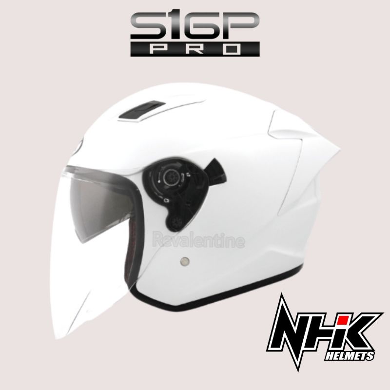 Jual NHK S1GP PRO White Glossy Solid Double Visor | Helm Half Face ...