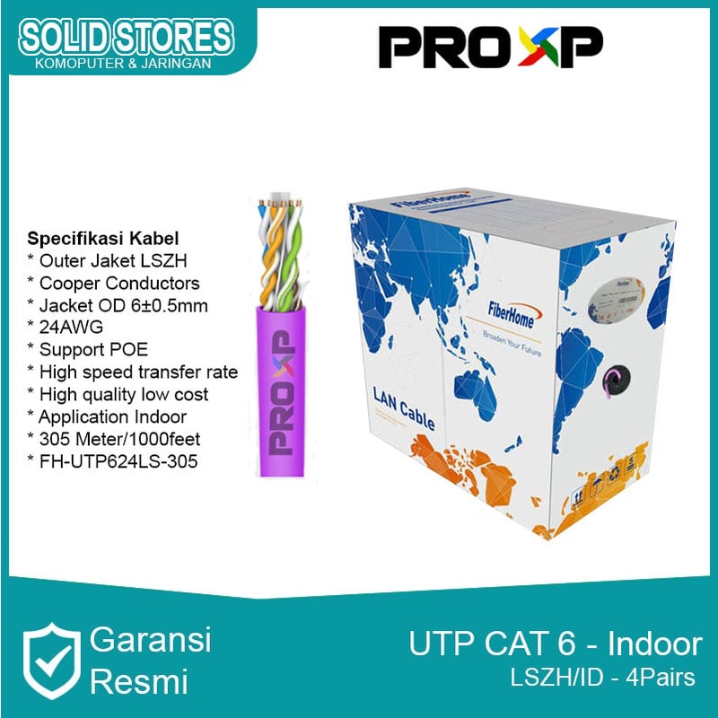 Jual Kabel LAN UTP Indoor CAT 6 LSZH 24AWG FiberHome 305 Meter | Shopee ...
