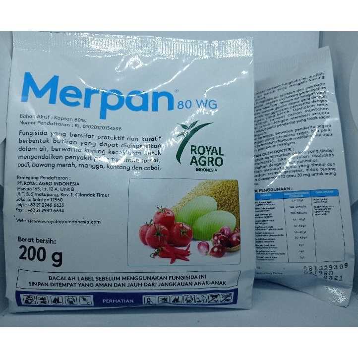 Jual Fungisida Merpan 80 WG isi 200 gram Royal Agro Indonesia | Shopee ...