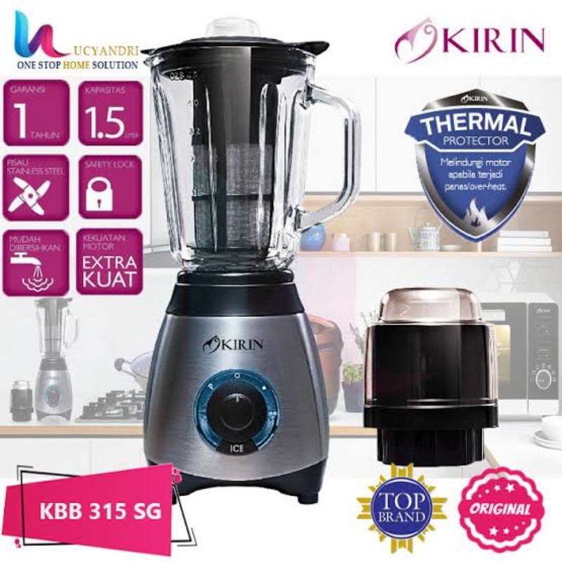 Jual kwp KIRIN BEAUTY BLENDER KBB 315 SG 1,5 L LITER KACA GELAS GLASS DRY MILL STAINLESS JUICE ...
