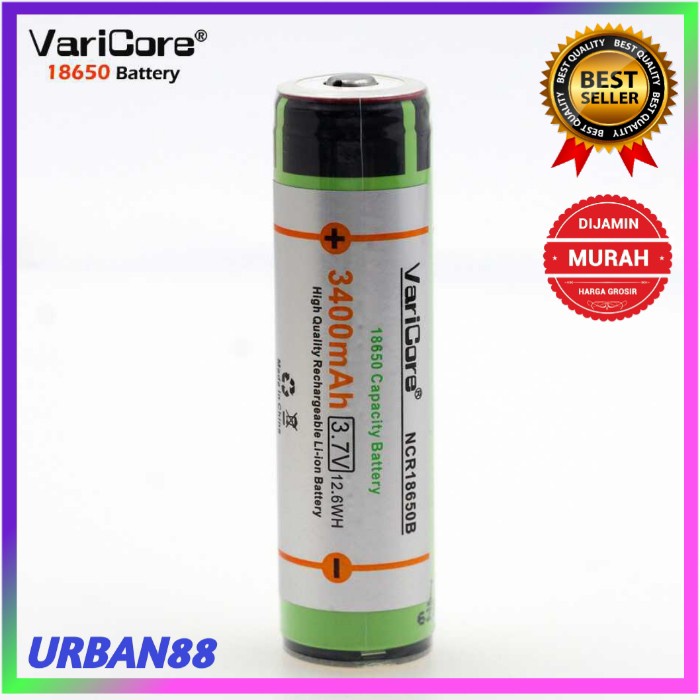 Jual VARICORE BATERAI CAS 18650 LI-ION BATTERY 3400MAH 3.7V BUTTON TOP ...