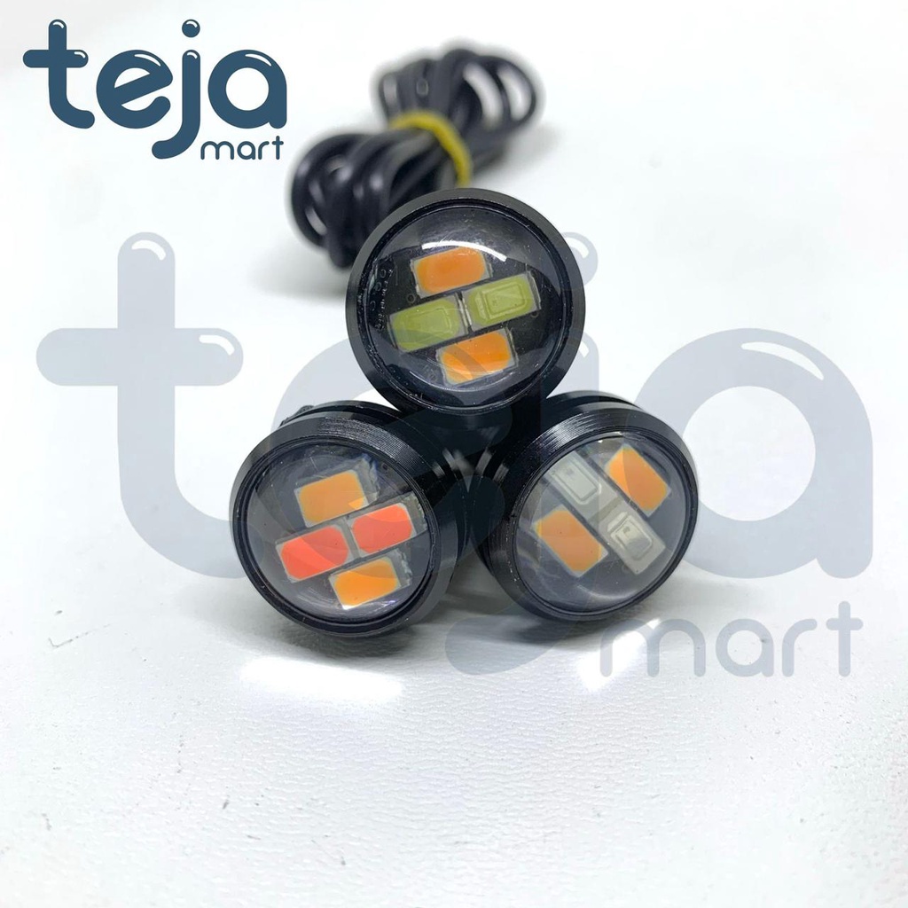 Jual Lampu LED Mata Elang 2 warna color 2in1 Eagle Eyes Sein Senja rem Mobil Motor DC 3 kabel ...