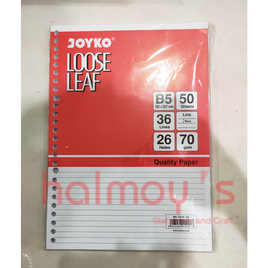 Jual LOOSE LEAF / KERTAS ISI BINDER / FILE JOYKO GARIS / LINED B5 50 SHT | Shopee Indonesia