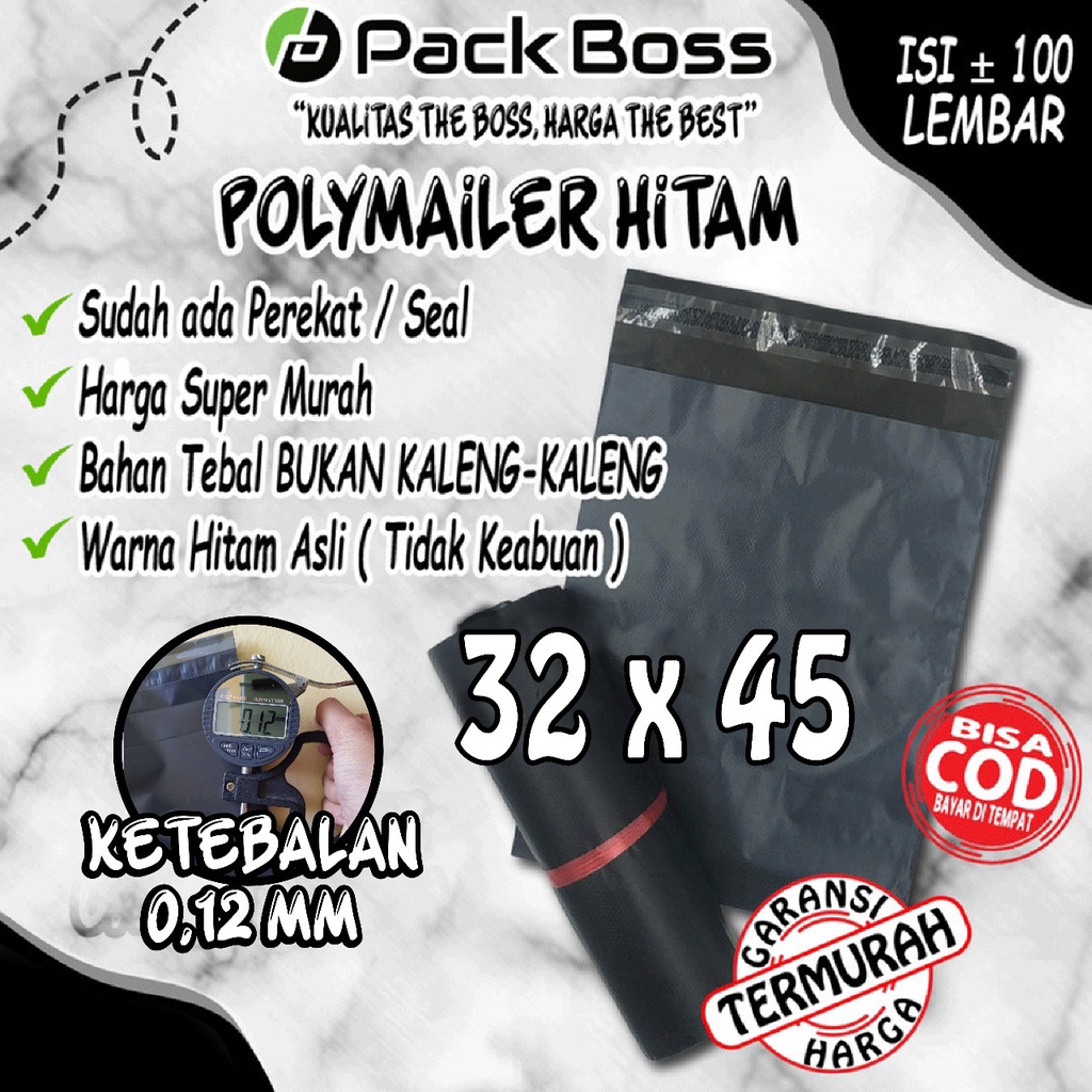 Jual POLYMAILER HITAM MATTE DOFF 32x45 CM (+/-100 pcs) LANGSUNG PABRIK ...