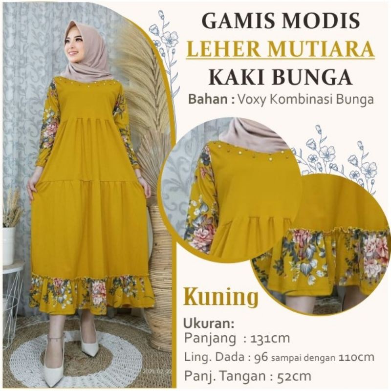 Jual BAJU GAMIS MODIS LEHER MUTIARA KAKI BUNGA PAKAIN MUSLIM WANITA ...