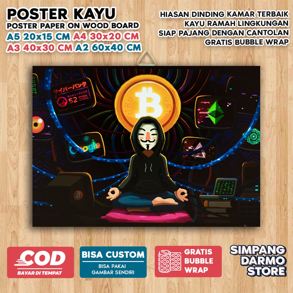 Jual Poster Kayu Dark Aesthetic Topeng Anonymous Hacker Vendeta Heker ...