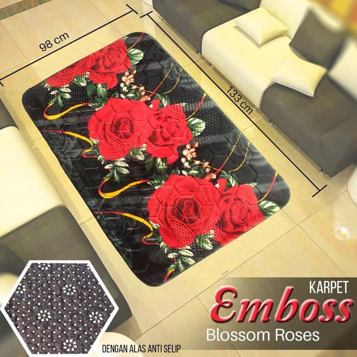 Jual Karpet Emboss Motif Blossom roses Ukuran 98x133cm | Shopee Indonesia