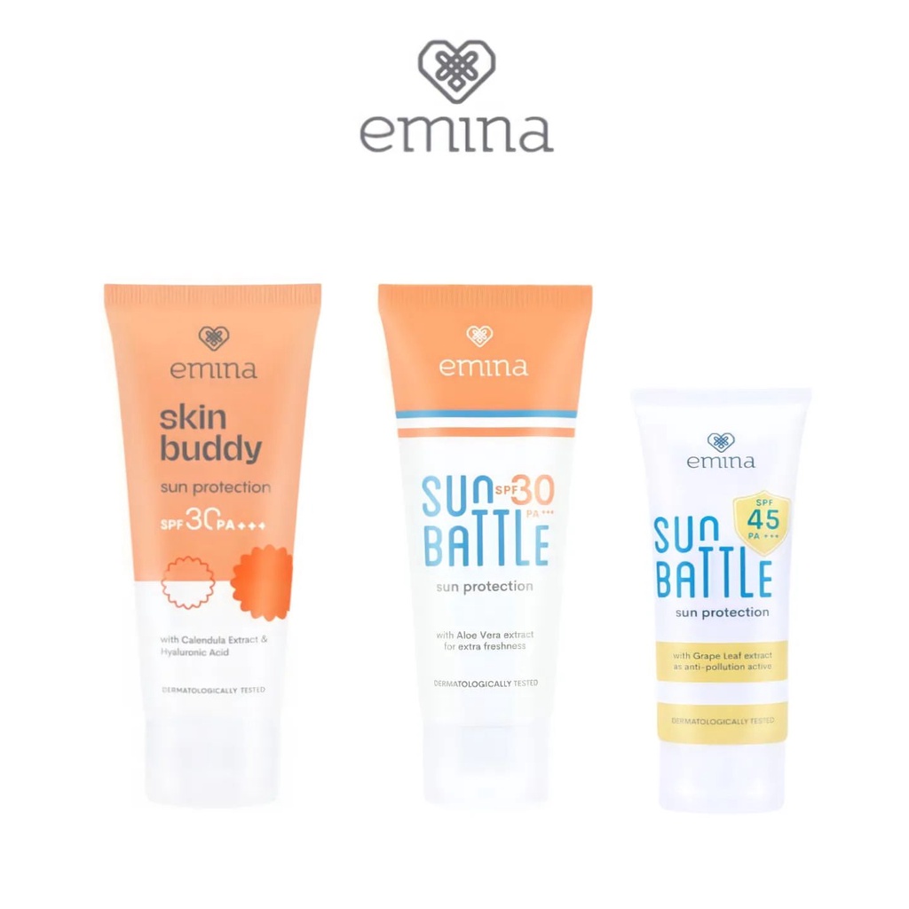Jual EMINA Sunscreen Sun Battle SPF 30 45 Sun Protection Skin Buddy ...