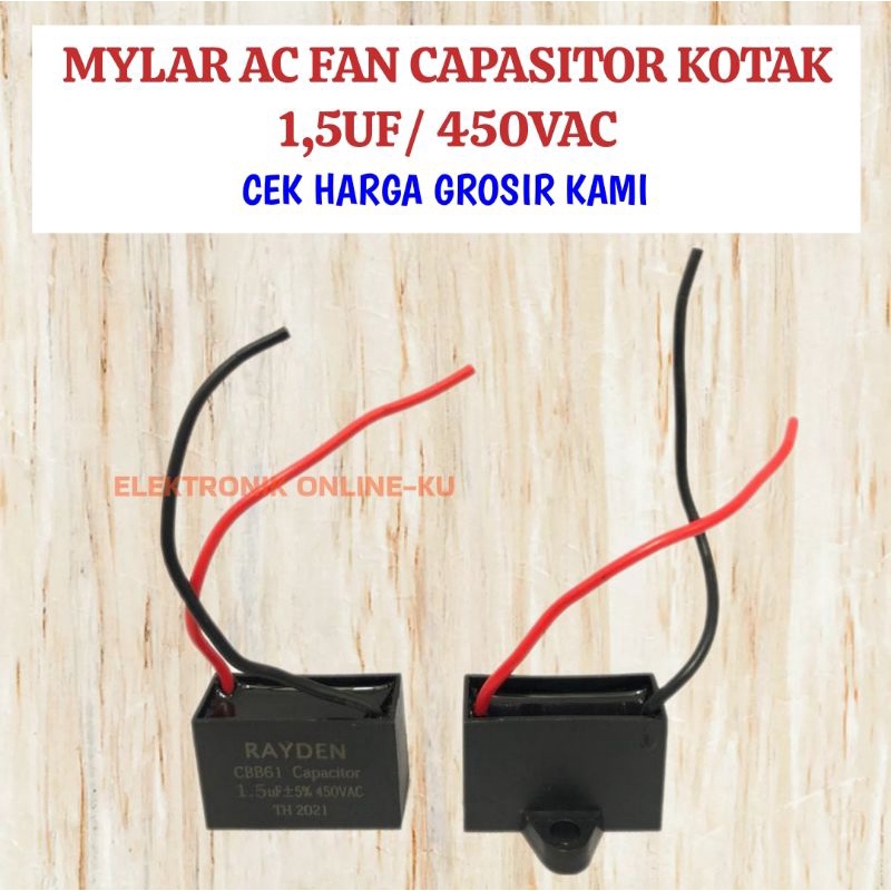 Jual CAPASITOR FAN 1,5UF KAPASITOR KOTAK 1,5UF AC KIPAS 450VAC 400VAC ...