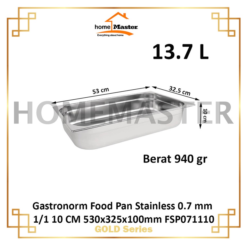 Jual HomeMaster Gastronorm/Gastronom Food Pan Insert Chafing Dish Lauk/Prasmanan/Saji Stainless ...