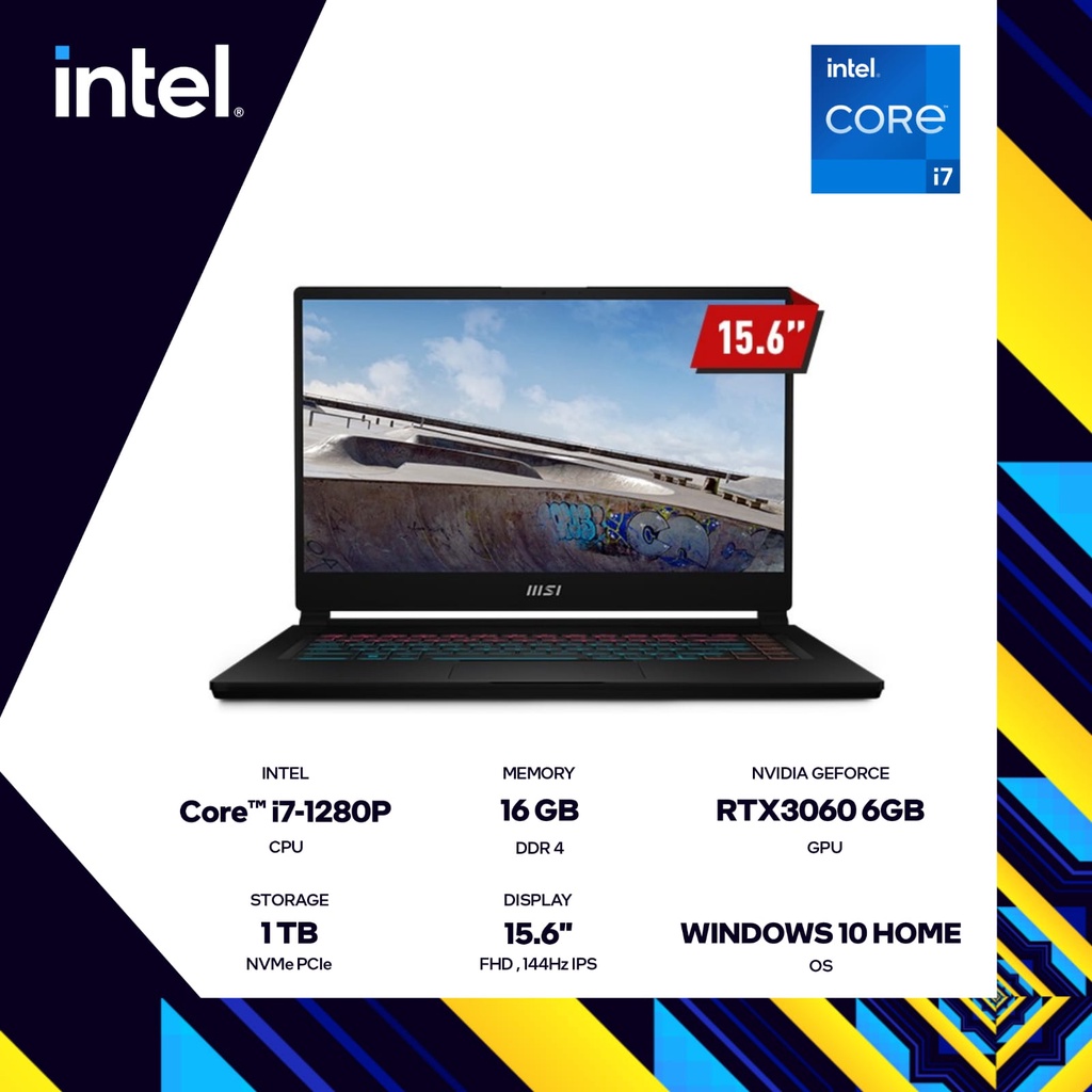 Jual MSI STEALTH 15M B12UE-017ID I7-1280P 16GB 1TB RTX3060 6GB W10 ...