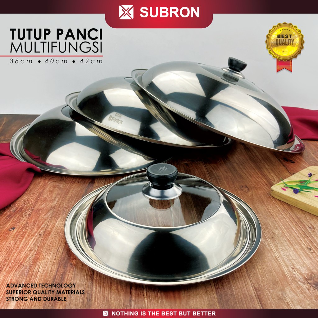 Jual SUBRON Tutup Panci Stainless Kaca 38cm 40cm 42cm 44cm Wajan Kuali ...