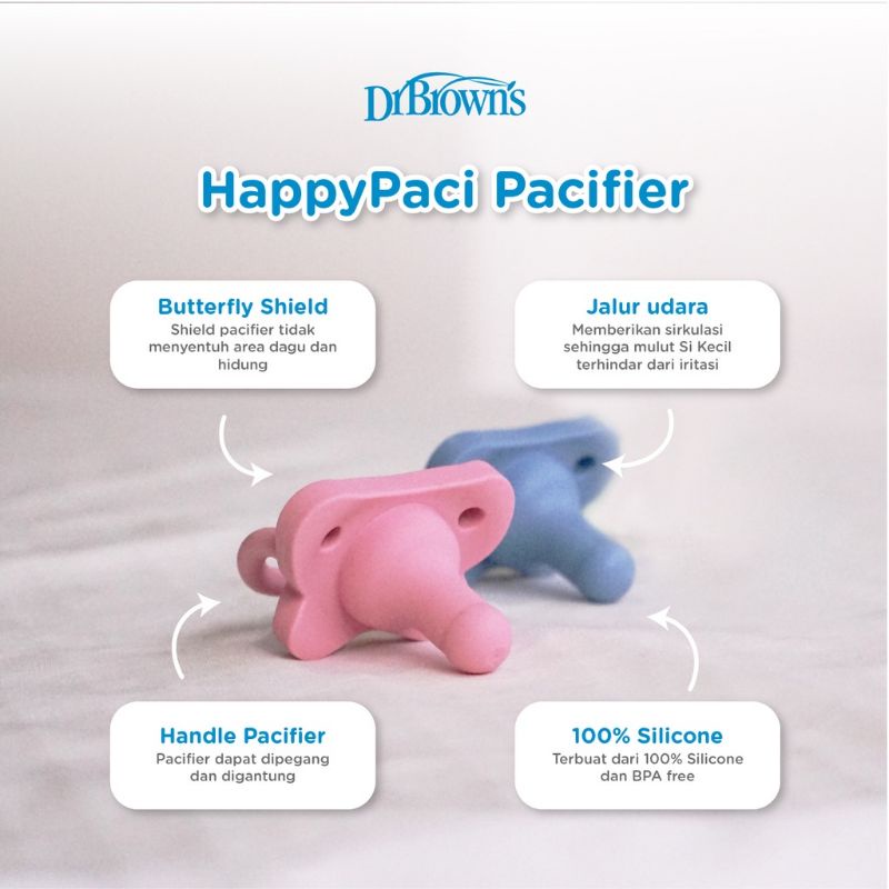 Jual Dr Brown's Happy Paci One-Piece Silicone Pacifier || Kompeng ...