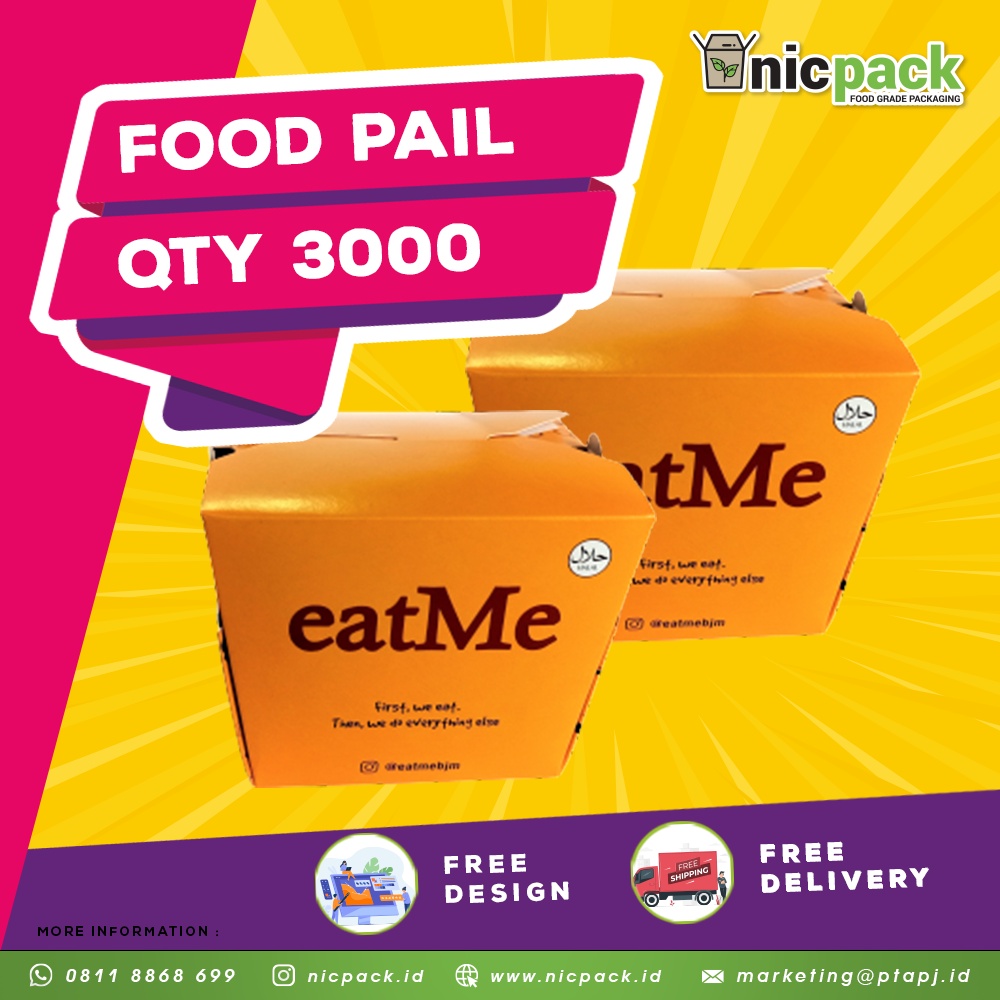 Jual Food Pail Custom Cetak - 3000 Pcs | Shopee Indonesia