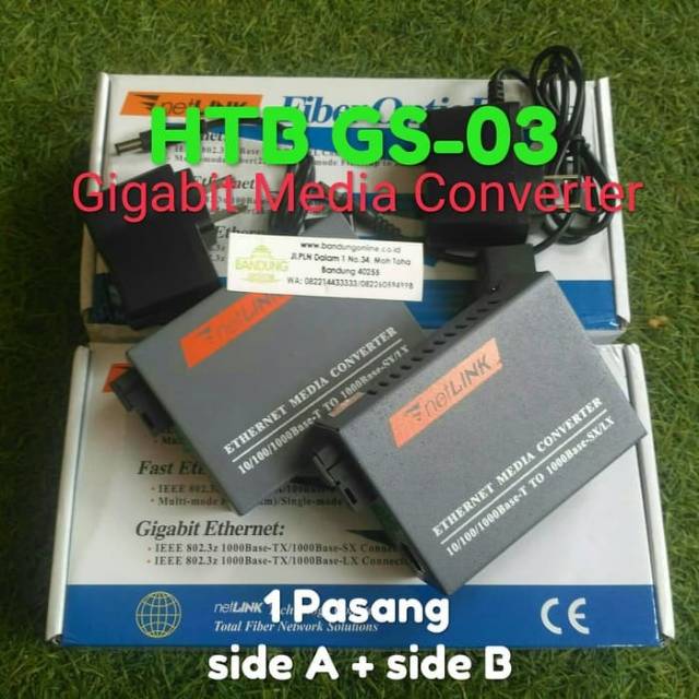 Jual NETLINK HTB-GS03 Gigabit OPTICAL MEDIA CONVERTER (A/B) 20KM -Konverter Fiber Optik/FO to ...