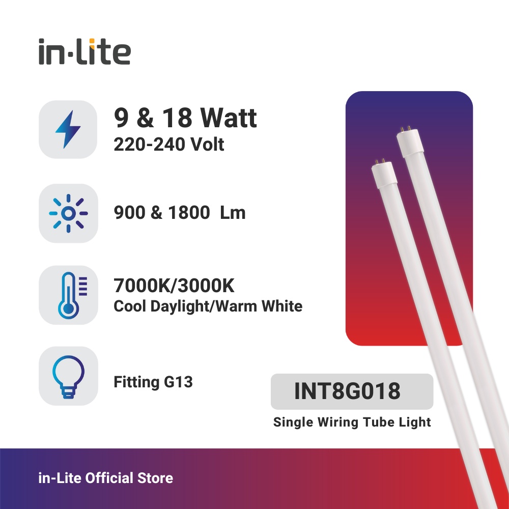 Jual InLite Tube Light Single Wiring INT8G018 - 9 -18 watt | Shopee ...