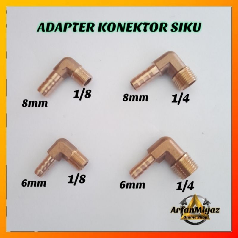 Jual Adapter Konektor Selang Kompresor Siku 6 8mm Ke 1/4 1/8 Bsp Male ...