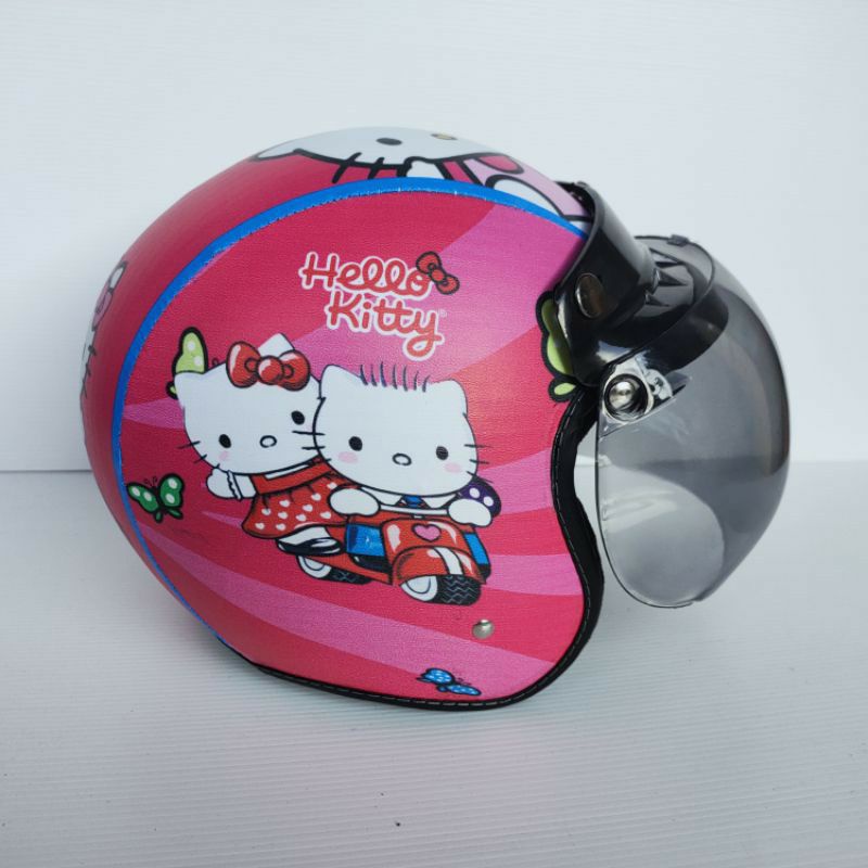 Jual Helm Bogo Anak Hello Kitty Fulleher Free kaca (datar/cembung ...