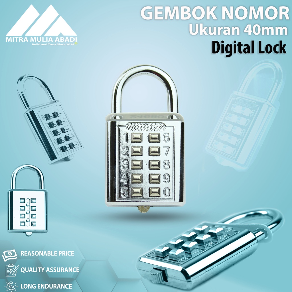 Jual GEMBOK NOMOR PASSWORD 40mm 10 DIGIT/ GEMBOK DIGITAL GEMBOK KOPER ...