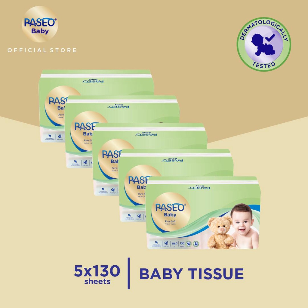 Jual Paseo Baby Tissue Bayi Soft Pack 130 Sheets x 5 Packs | Shopee ...