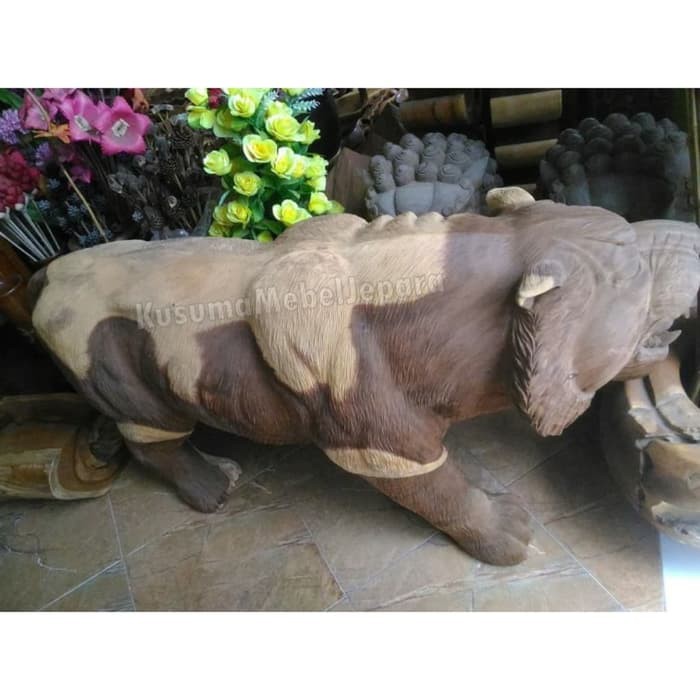 Jual Patung Harimau Jumbo Kayu Trembesi Utuh (Panjang 170cm) | Shopee ...