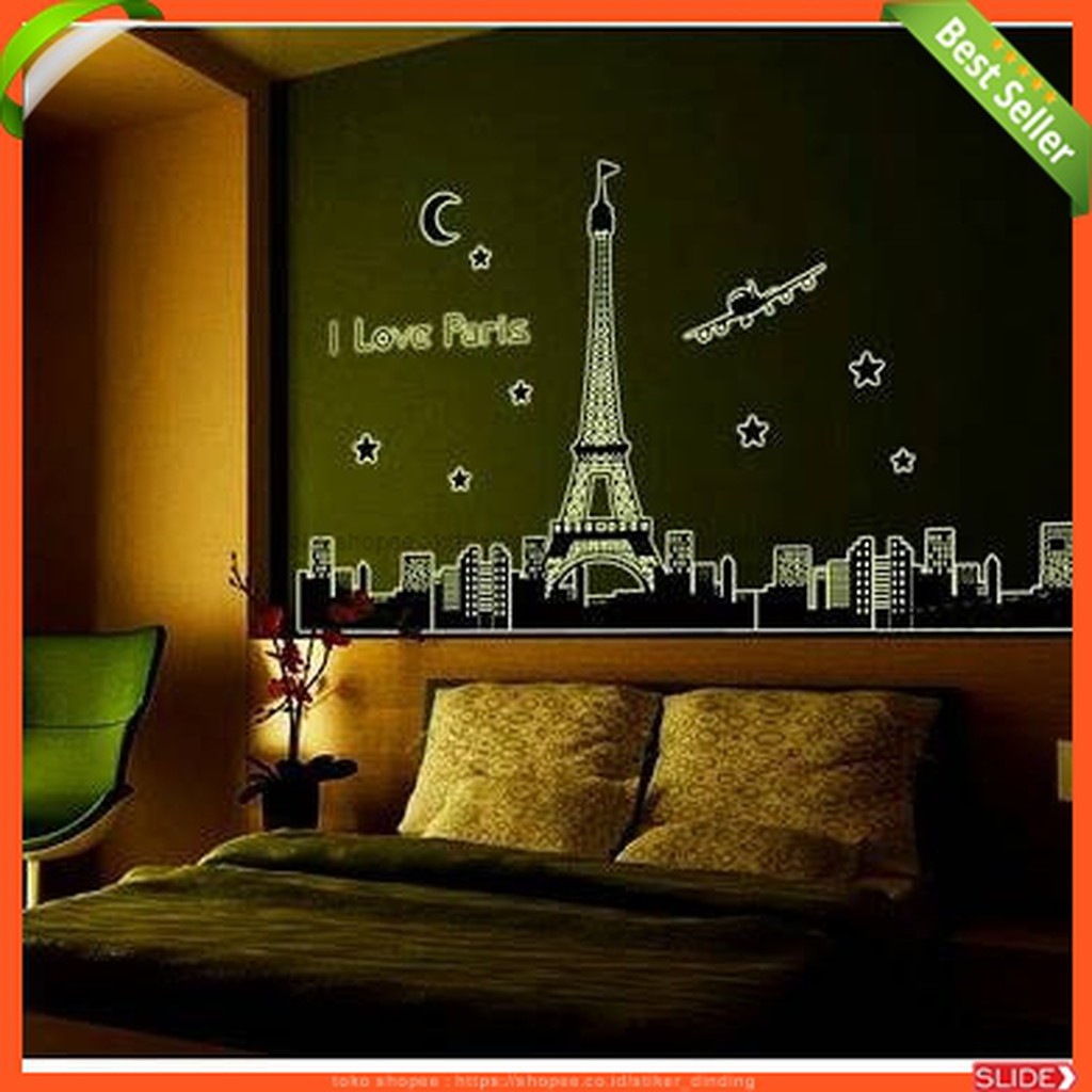 Jual STIKER DINDING MENYALA SAAT GELAP SAYA SUKA PARIS WALL STICKER ...