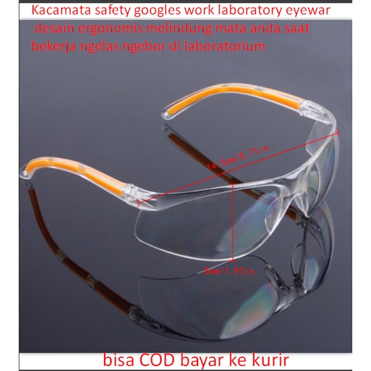 Jual Kacamata safety googles work laboratory eyewar desain ergonomis ...