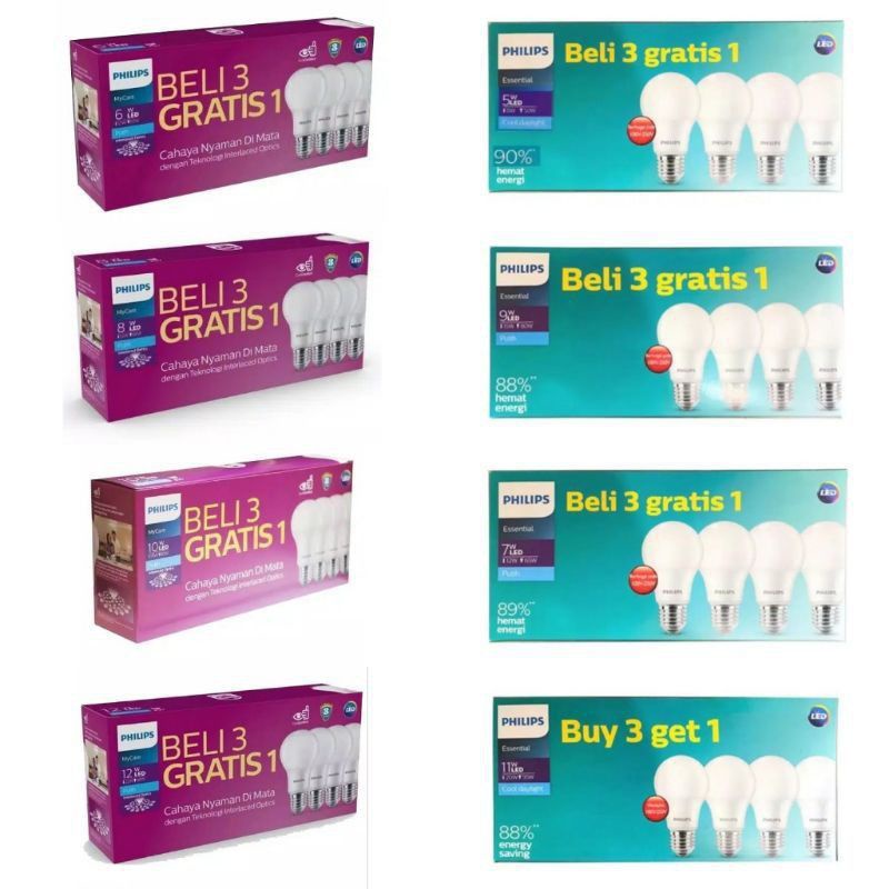 Jual PROMO Lampu Philips LED 5 6 7 8 9 10 11 12 watt warna PUTIH Kemasan paket isi 4 lebih hemat ...