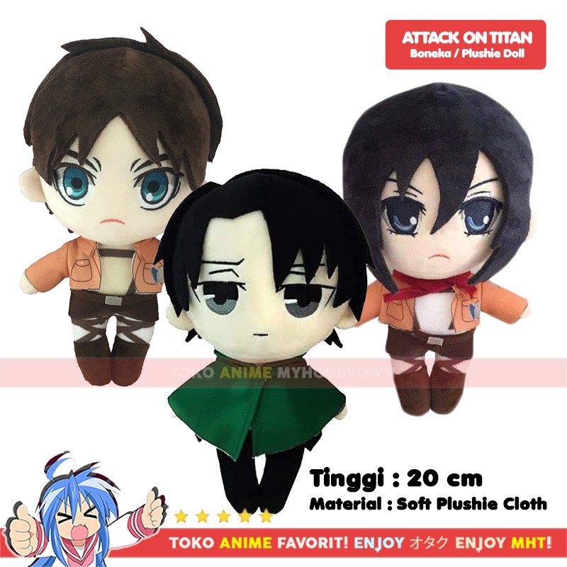Jual Boneka Attack On Titan AOT Levi Eren Mikasa Anime Plushie Doll ...