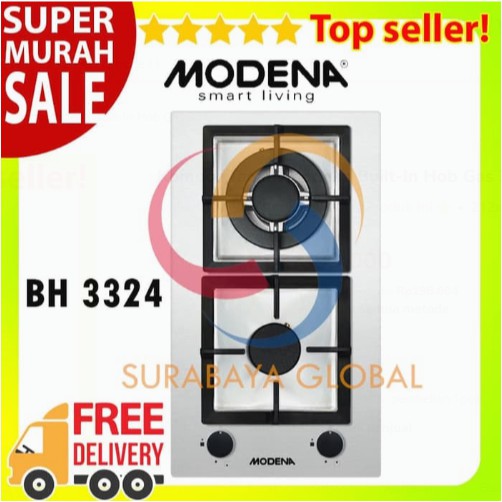 Jual Kompor Tanam Modena Built-In Hob Gas 30 Cm 2 Tungku BH 3324 | Shopee Indonesia