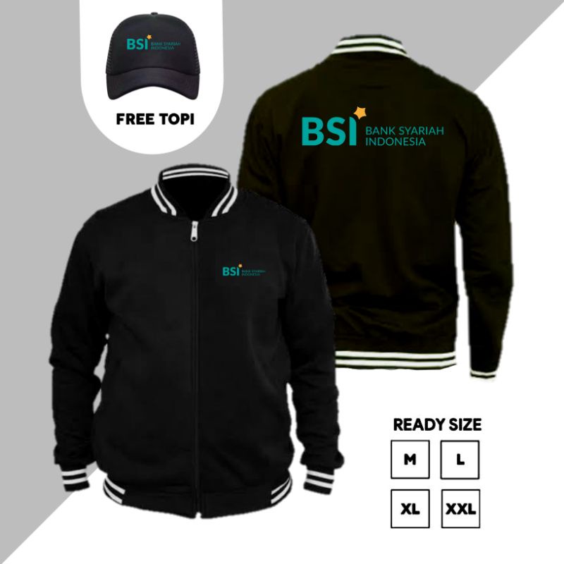 Jual Jaket Varsity Logo Bank BSI - Jaket Bank Syariah Indonesia Free ...