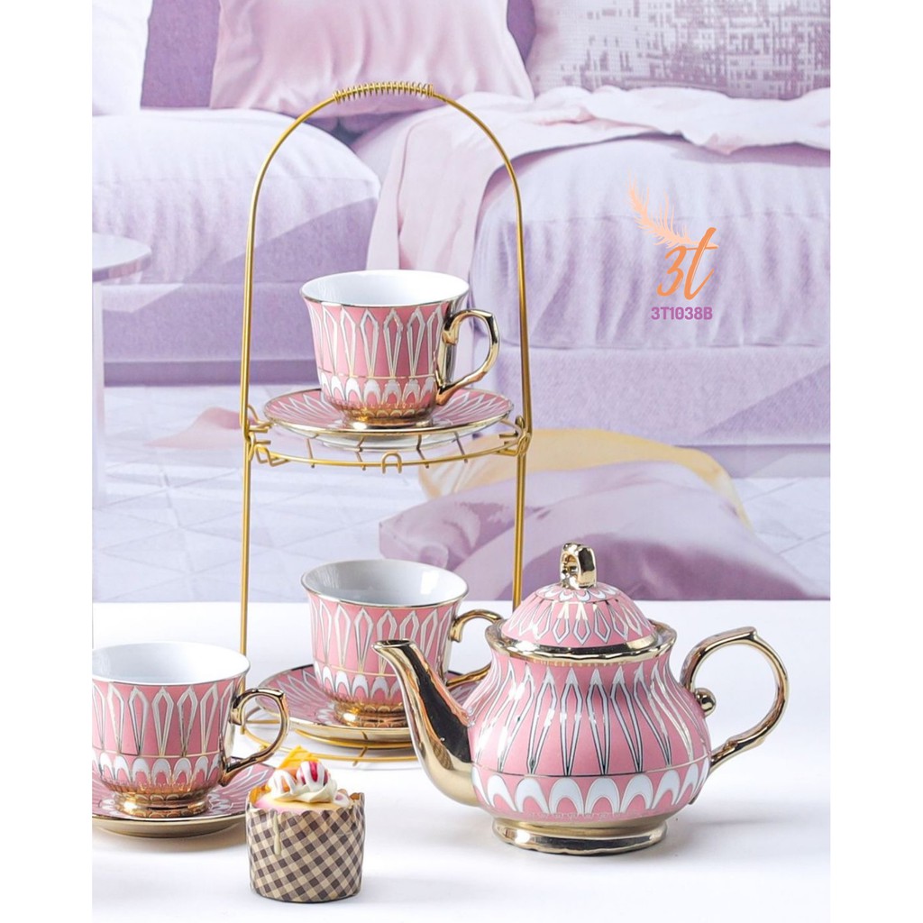 Jual (DEFECT) Pink Sevna ceramic teaset / Teko Set / Cangkir / Gelas ...