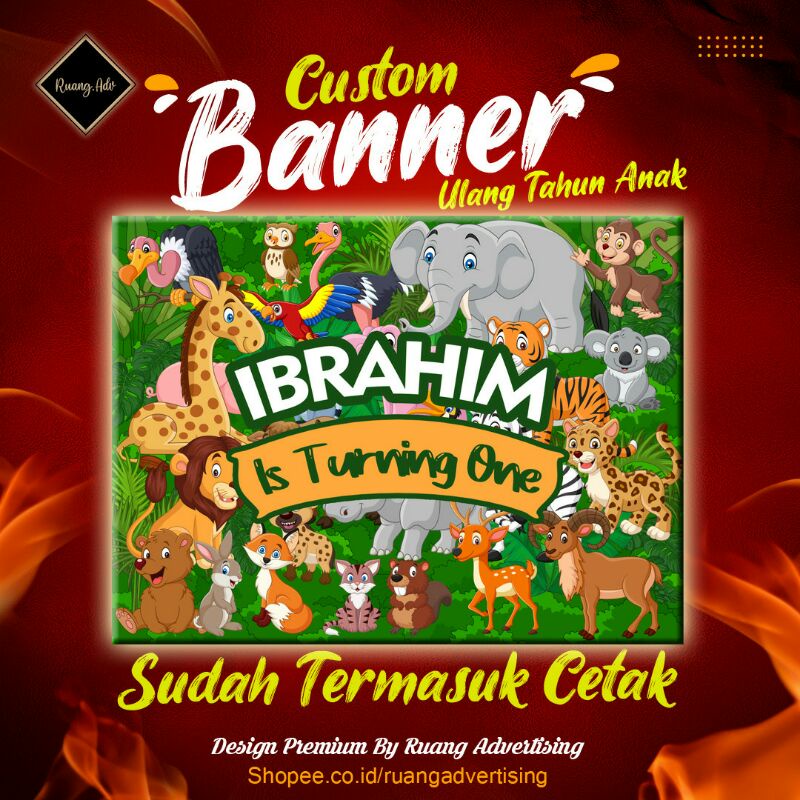 Jual Kebun Binatang / Zoo / Banner Ulang Tahun Anak Custom Backdrop ...