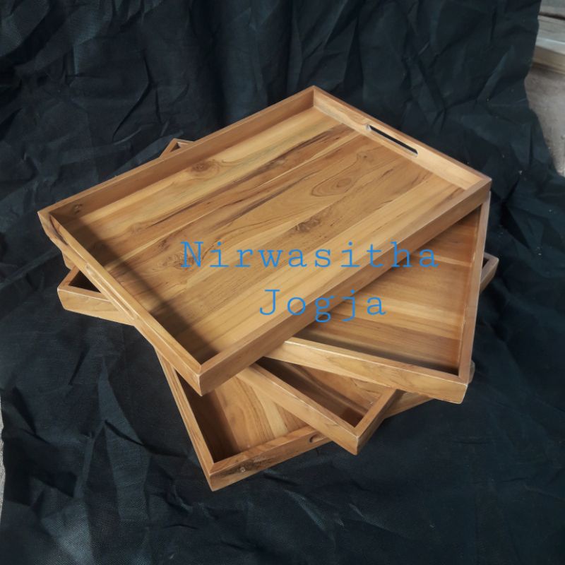 Jual Nampan Kayu Jati - Teak Tray - Nampan Besar 50x32cm | Shopee Indonesia