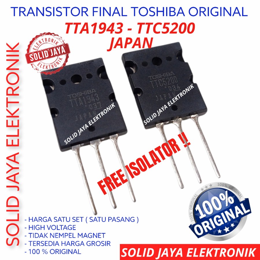 Jual TRANSISTOR TOSHIBA TTC5200 - TTA1943 ASLI TTC 5200 TTA 1943 TR FINAL POWER AMPLIFIER ASLI ...