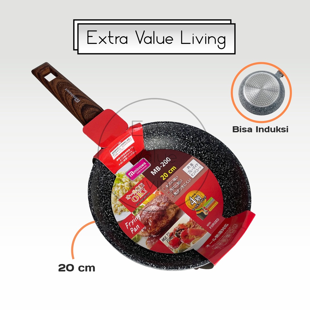 Jual MINOWA Panci Fry Pan Marble Penggorengan Anti Lengket 16, 18, 20, 22, 24, 26 CM Panci ...