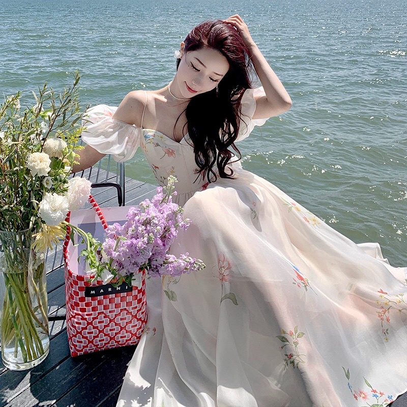Jual DAHLIA DRESS / DRESS BUNGA WANITA PREWED FAIRY ELEGANT AESTHETIC ...