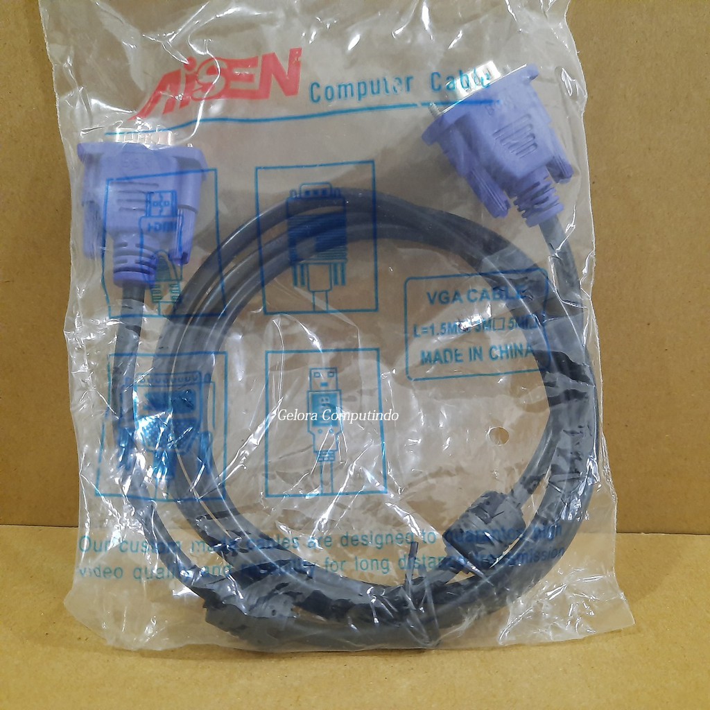 Jual Kabel VGA To VGA 1.5 Meter Gold Plated (Kuningan) | Shopee Indonesia