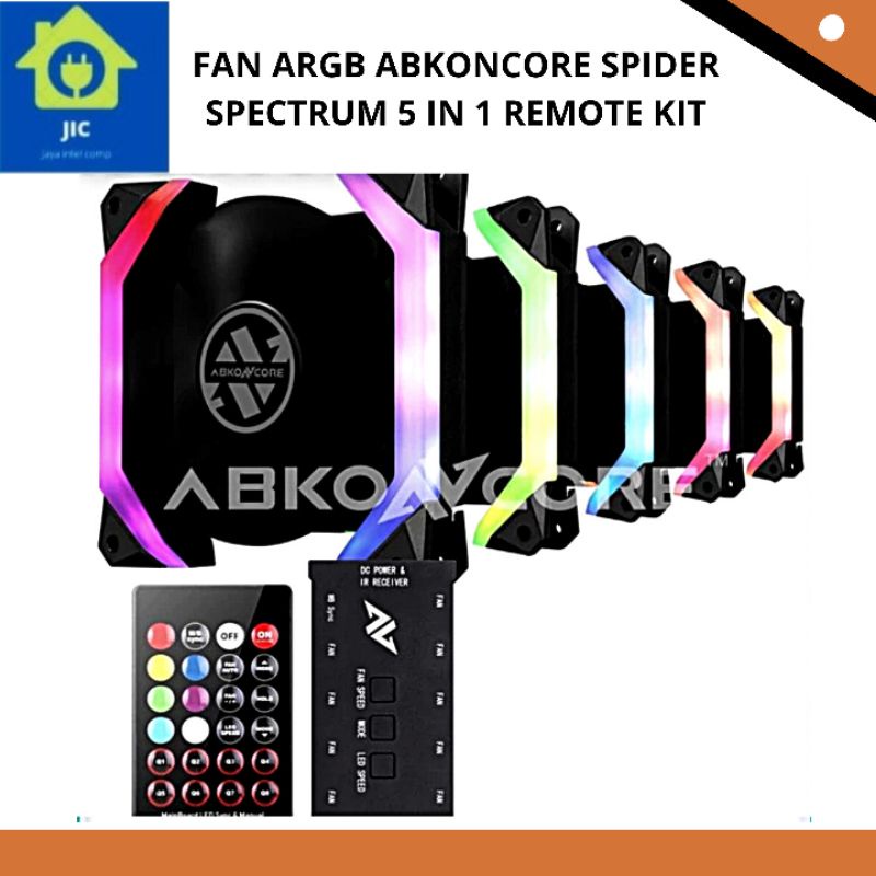 Jual FAN ARGB ABKONCORE SPIDER SPECTRUM 5 IN 1 REMOTE KIT | Shopee ...