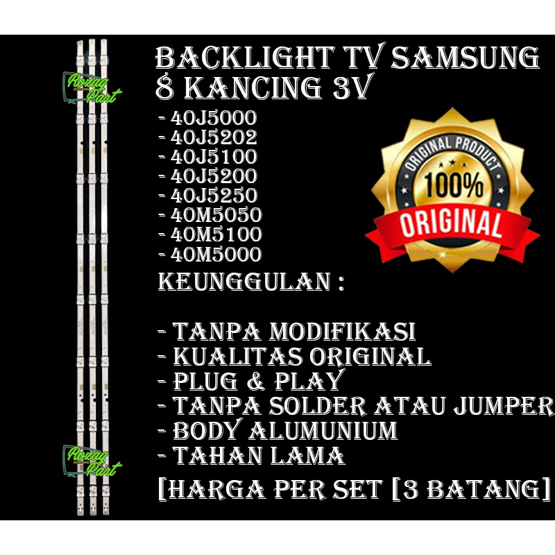 Jual Lampu Backlight TV Samsung 40 inc inchi UA 40J5250 8 Led 3 Volt | Shopee Indonesia