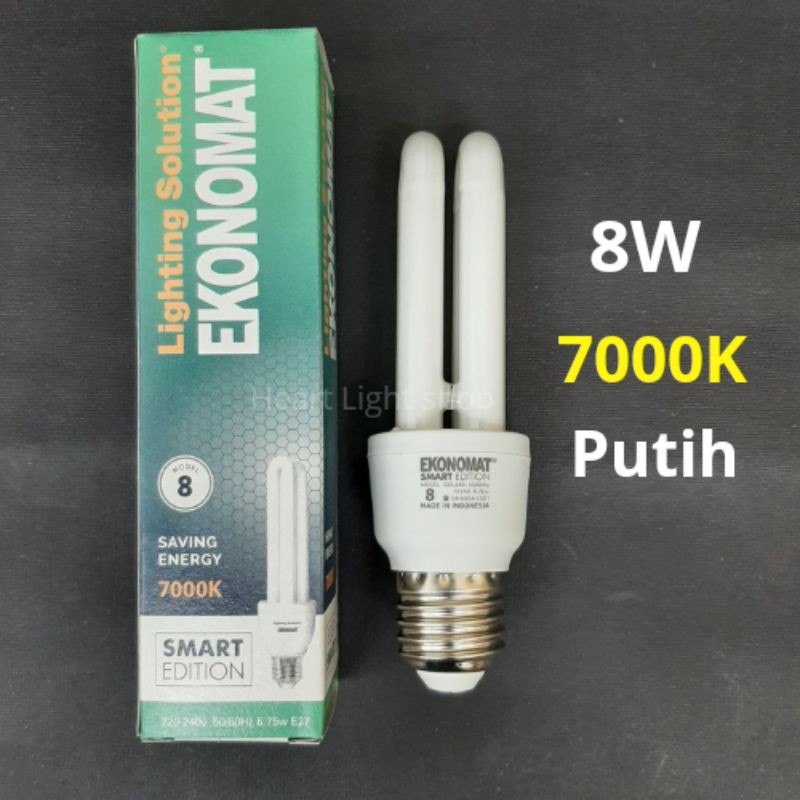 Jual LAMPU LILIN 8W PUTIH LAMPU PLC 2U/LAMPU CFL/NEON 2U EKONOMAT PLC ...
