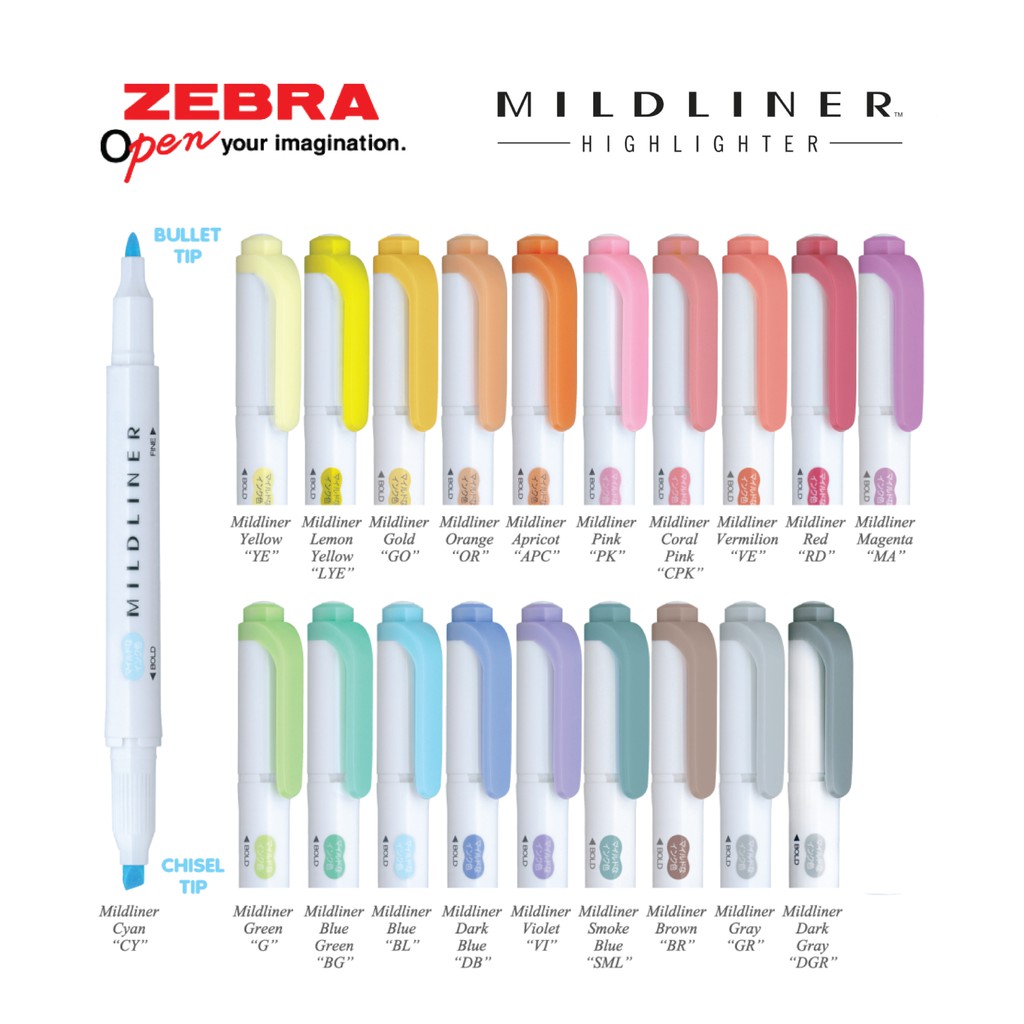 Jual Zebra Mildliner Highlighter / Double-Sided Marker / Bullet ...
