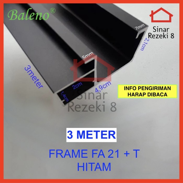 Jual FRAME Aluminium HITAM Handle Kaca Pintu Lemari Kitchen Profil FA ...