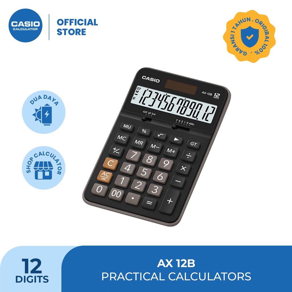 Jual CASIO AX-12B - Kalkulator Toko/Dagang - Standard - 12 digit | Shopee Indonesia