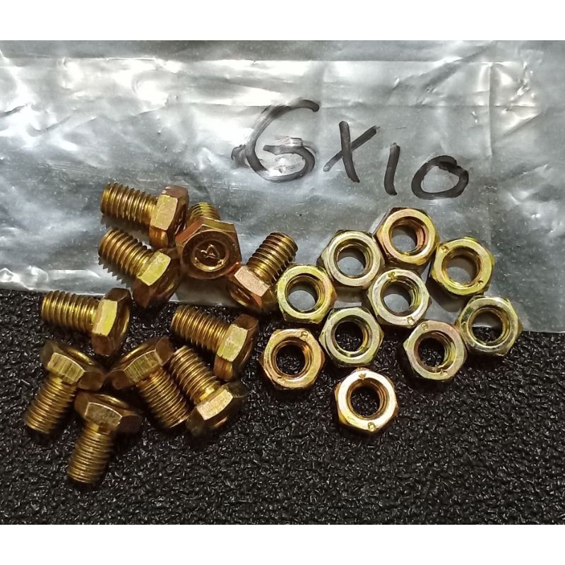 Jual Baut motor mur besi kuning m6x10mm isi 10 pcs | Shopee Indonesia