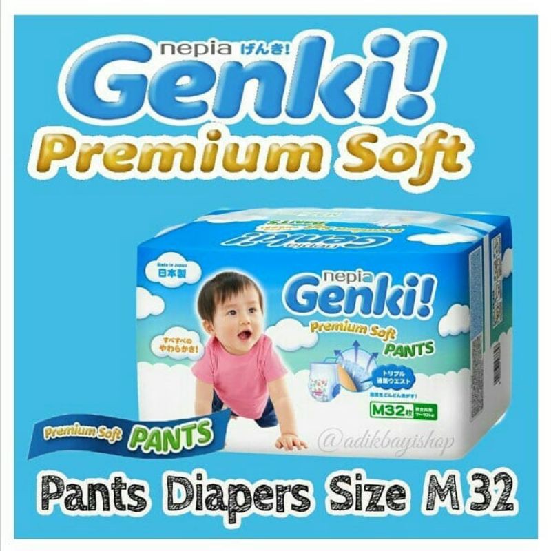 Jual Nepia Genki Premium Soft M32 Pants Popok Bayi Sekali Pakai Celana 7-10kg / Popok Bayi Model ...