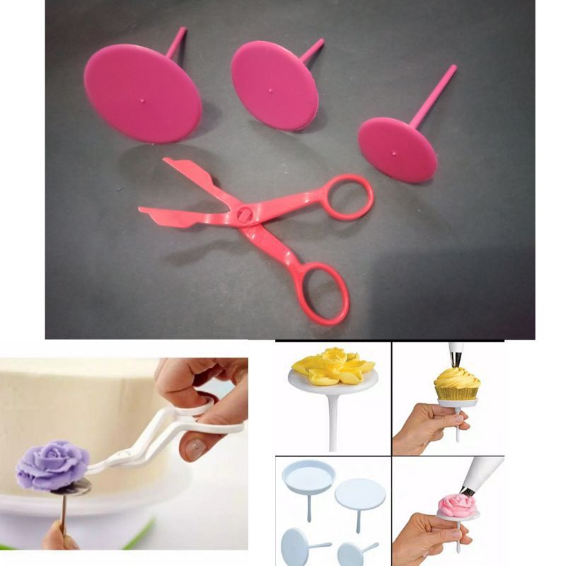 Jual 1 set gunting kue dan 3 pcs paku mawar alat dekorasi kue | Shopee ...