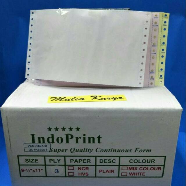 Jual Continous form 3 ply : 2 perforasi indoprint kertas komputer 9.5 x ...